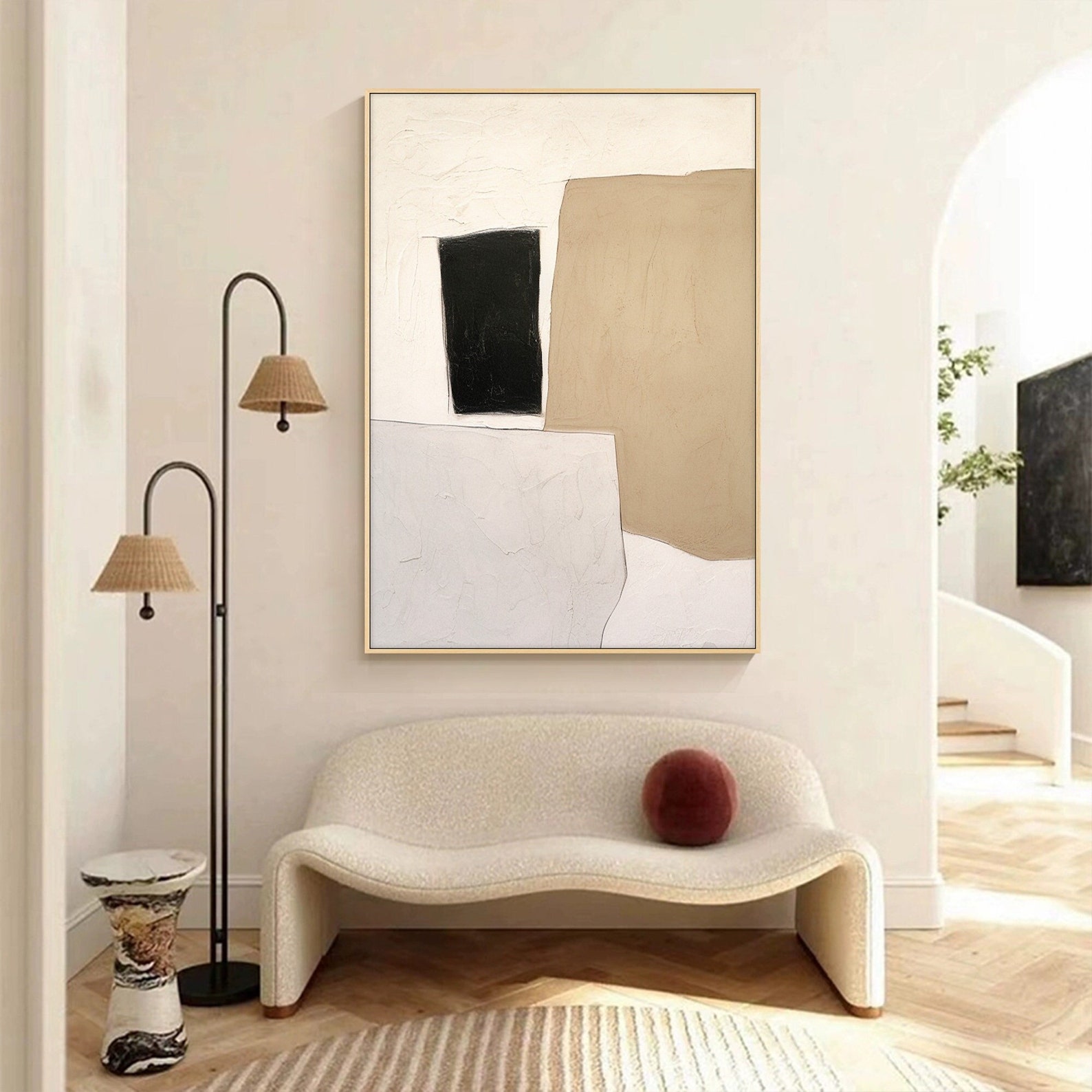 Large Abstract Earth Tone Wall Art Frame Original Geometric Color Block ...