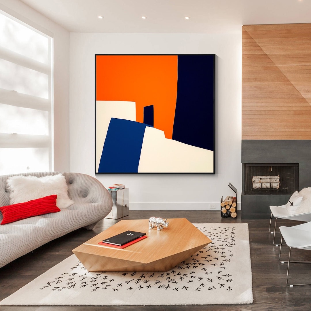 Large Square Abstract Multi Color Block Minimalist Wall Art Colorful ...