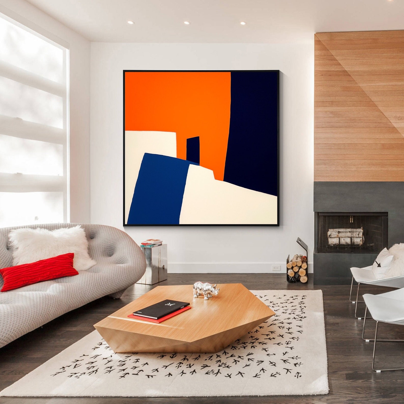 Large Square Abstract Multi Color Block Minimalist Wall Art Colorful ...