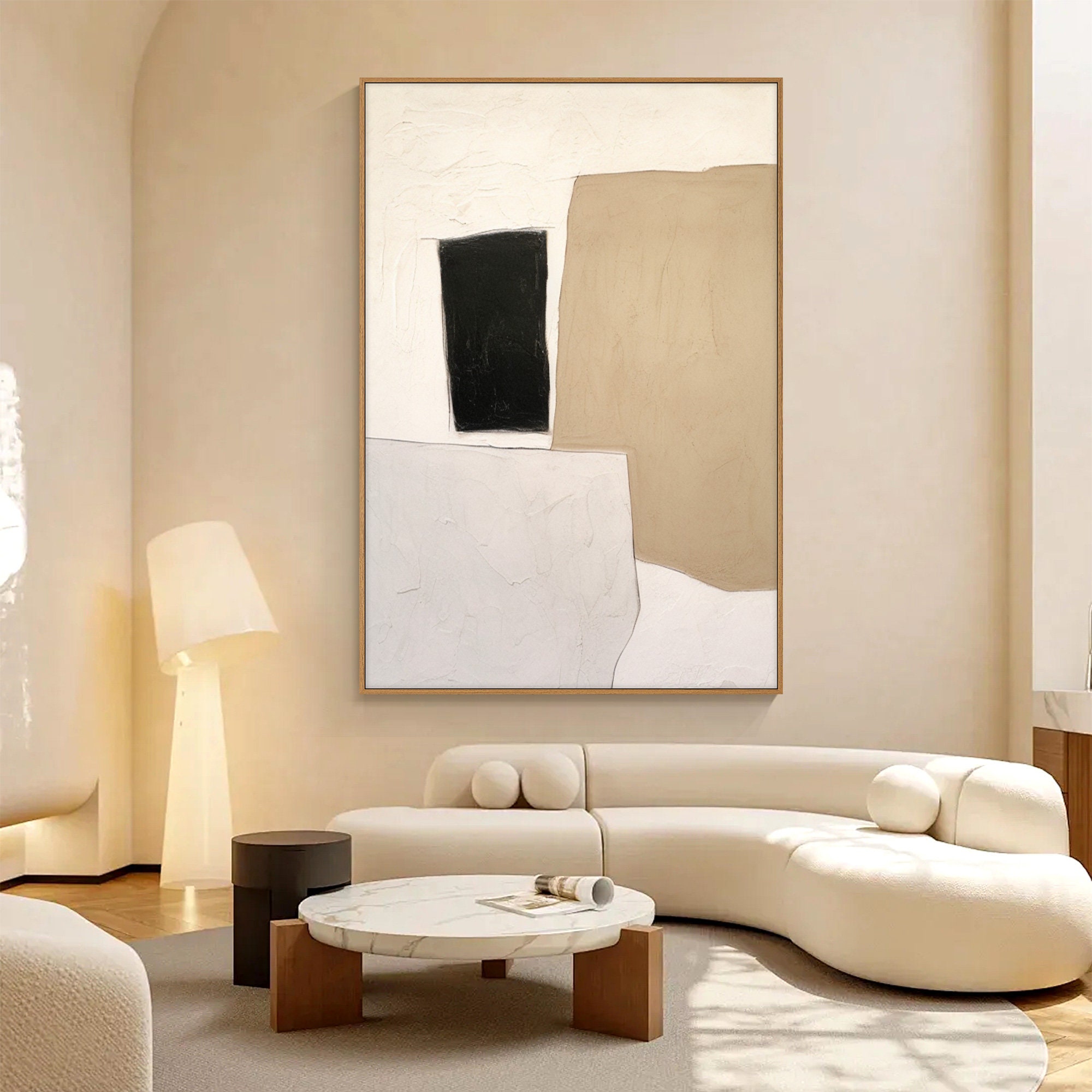 Large Abstract Earth Tone Wall Art Frame Original Geometric Color Block ...