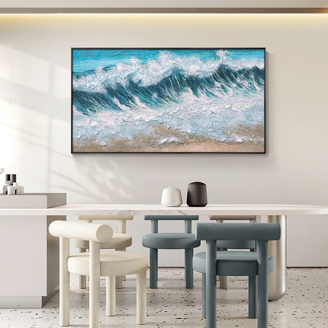 Large Ocean Waves Wall Art Modern Original Palette Knife 3D Ocean Wave ...