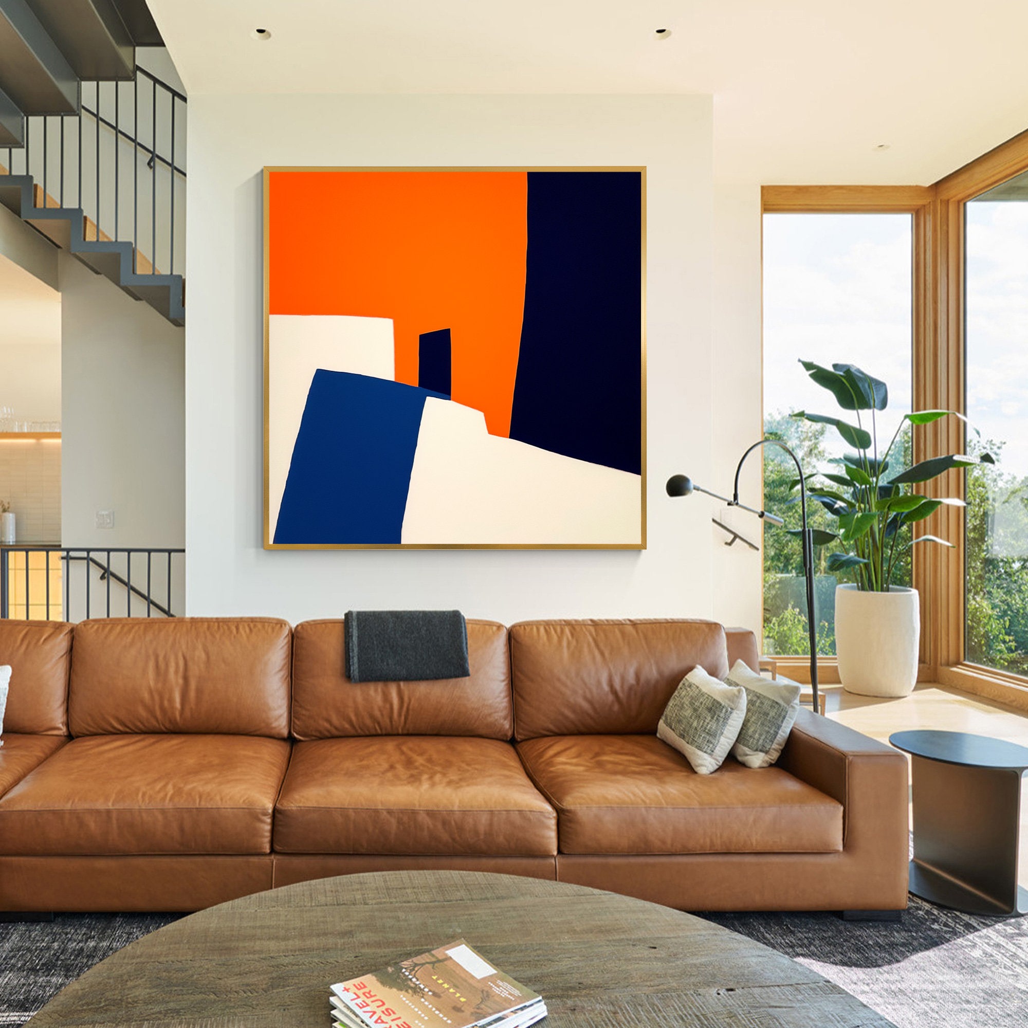 Large Square Abstract Multi Color Block Minimalist Wall Art Colorful ...