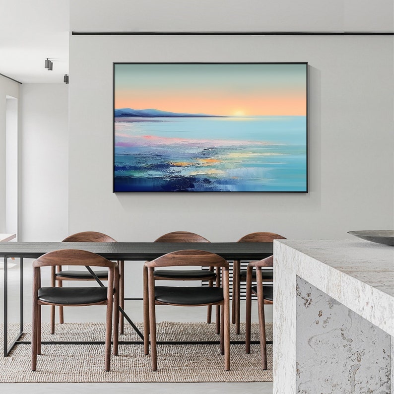 Large Ocean View Sun Rise Art Seascape Oil Painting Sunset Wall Art ...