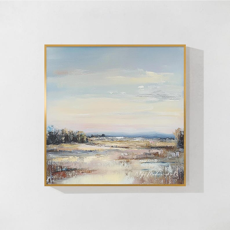 Modern Impressionist Landscape Painting, Neutral Countryside Artwork - Etsy
