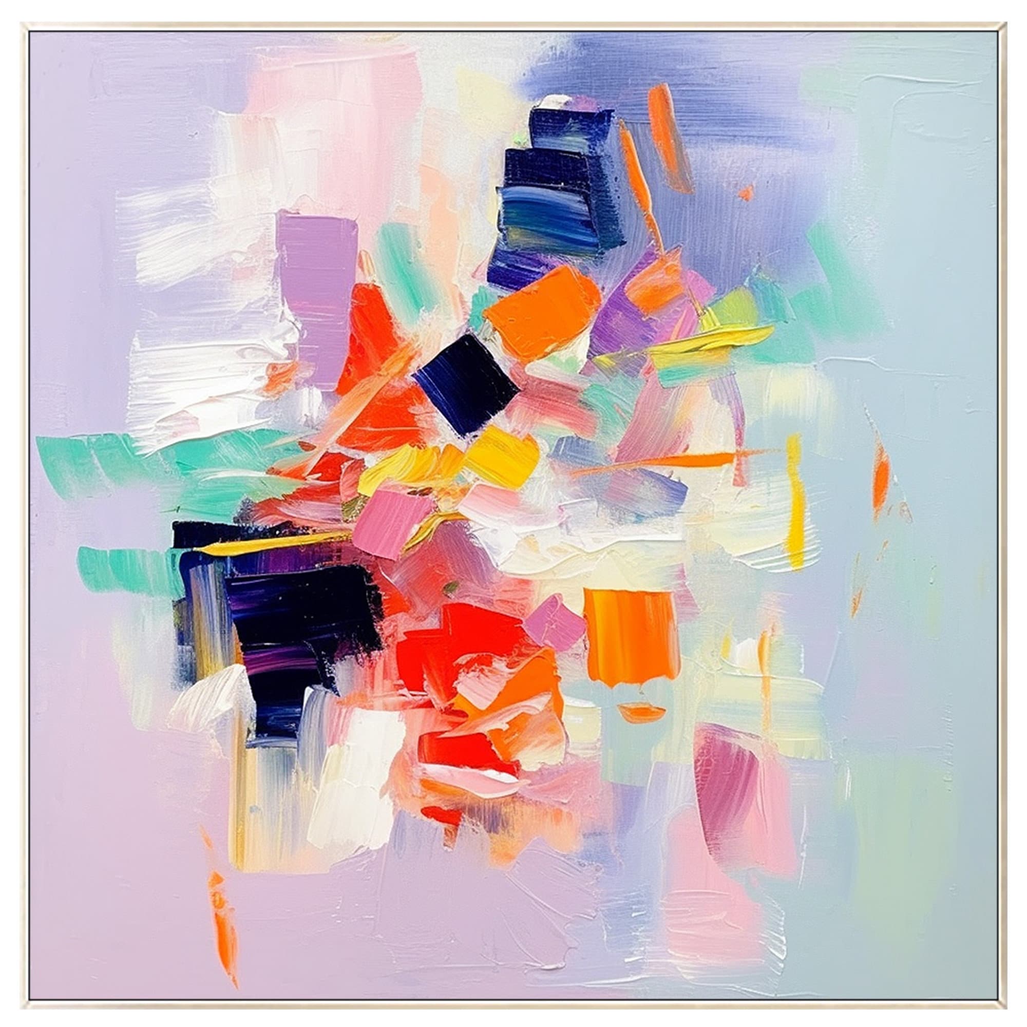 Large Abstract Colorful Oil Painting Flowers Palette Knife Dopamine ...