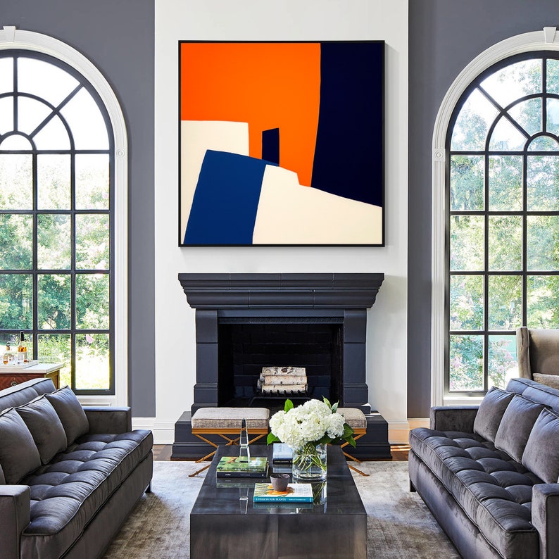 Large Abstract Color Block Oil Painting: Modern Geometric Wall Art - Etsy