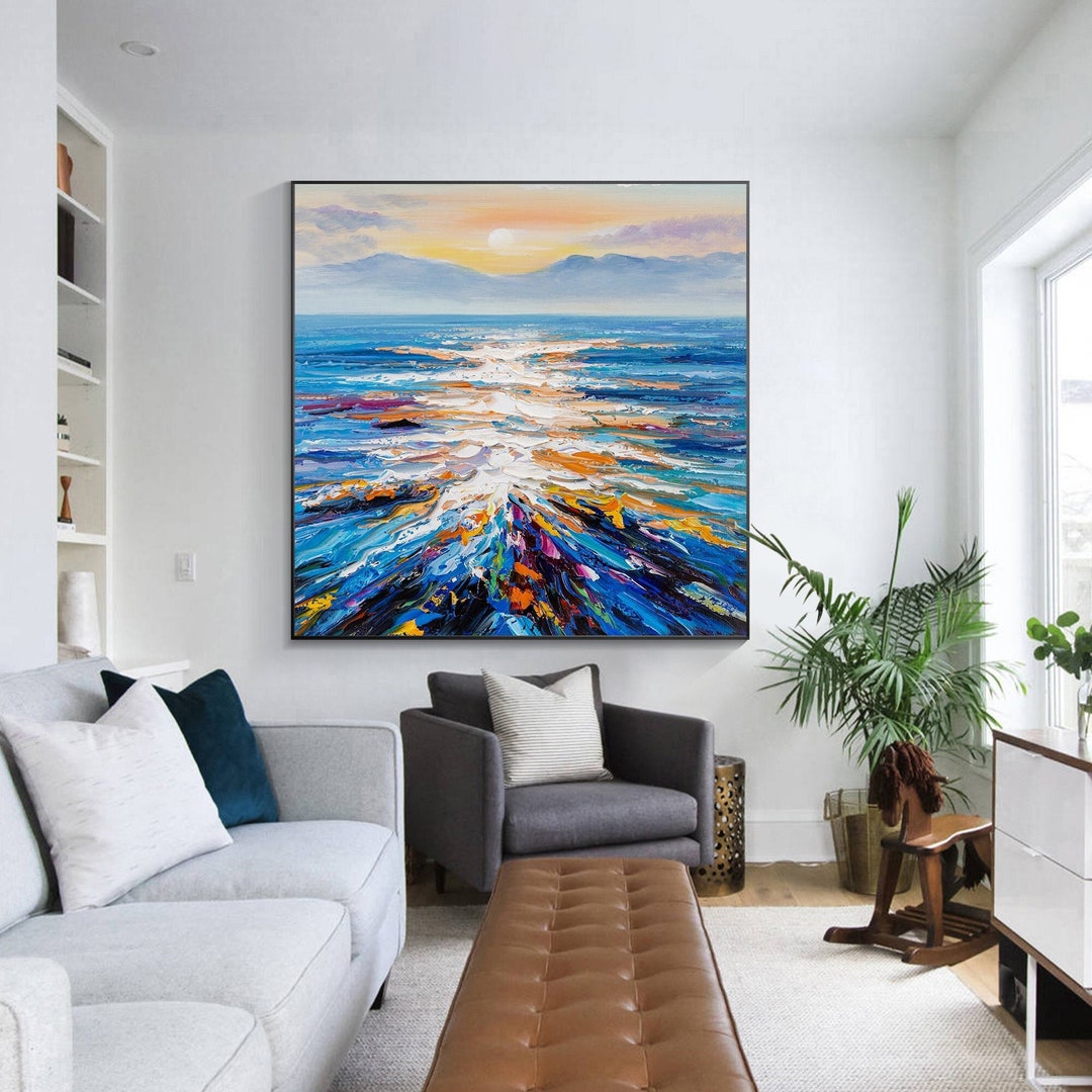 Large Ocean View Oil Painting: Modern Palette Knife Seascape, Framed - Etsy