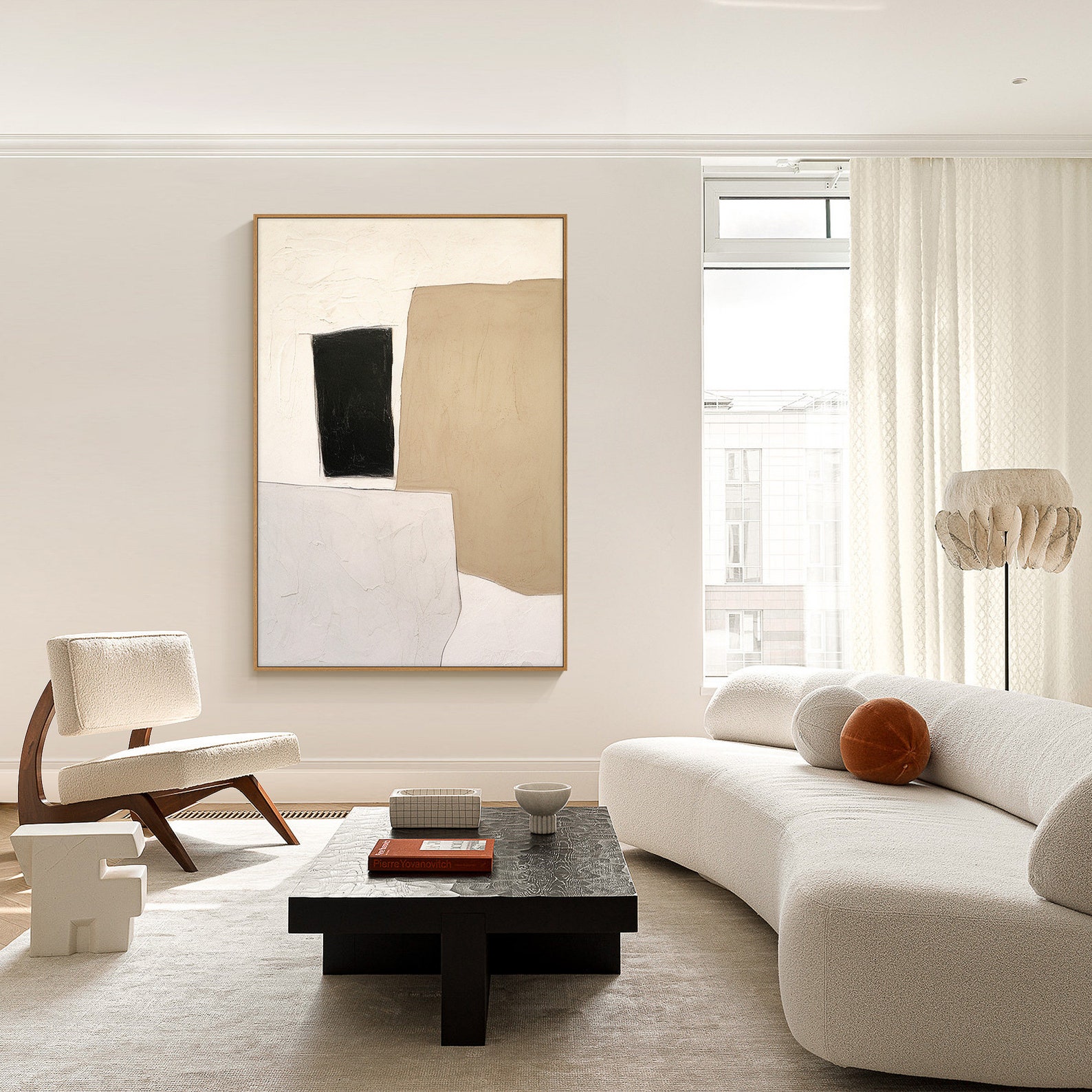 Large Abstract Earth Tone Wall Art Frame Original Geometric Color Block ...