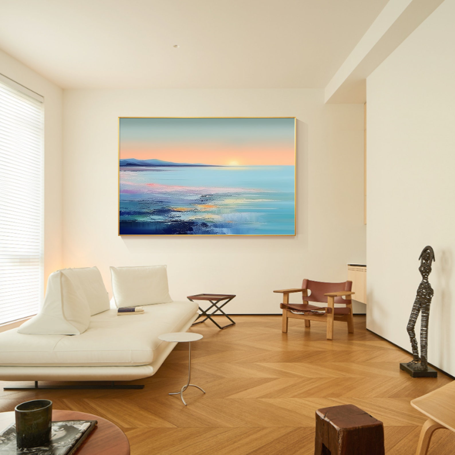 Large Ocean View Sun Rise Art Seascape Oil Painting Sunset Wall Art ...