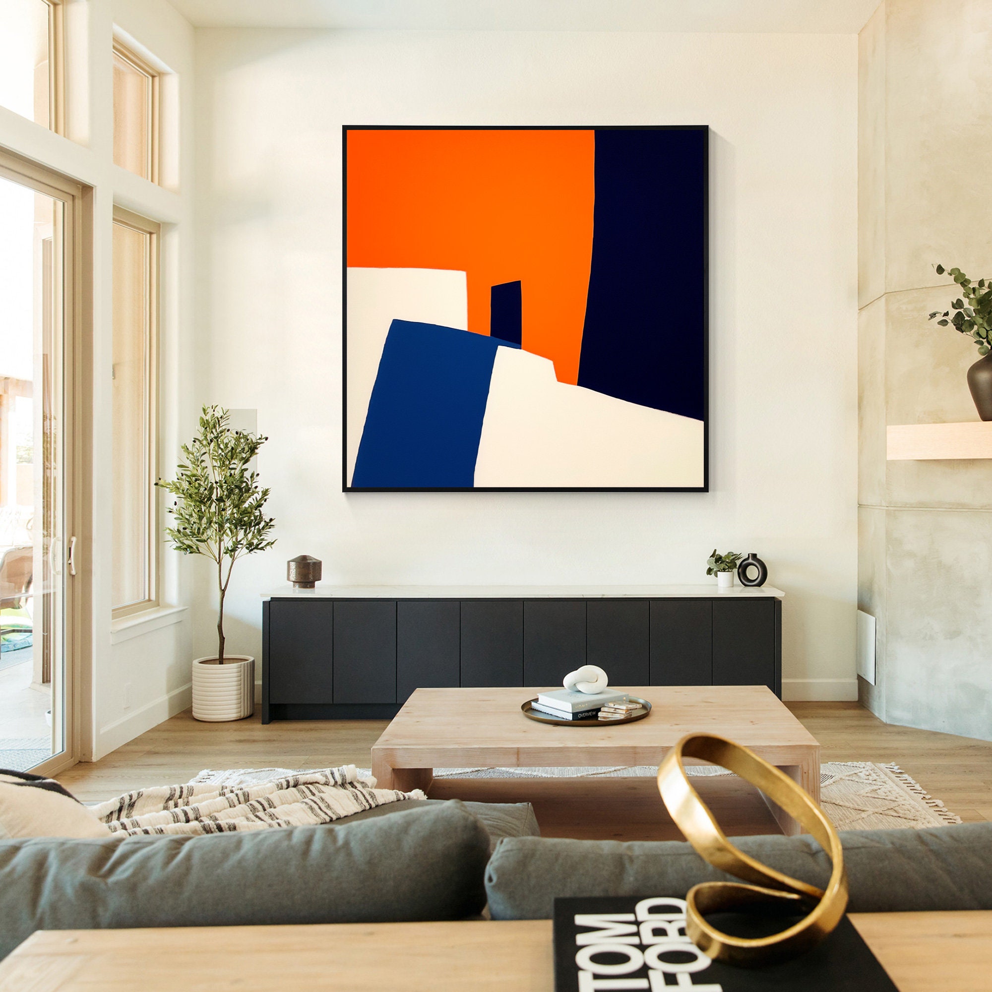 Large Square Abstract Multi Color Block Minimalist Wall Art Colorful ...