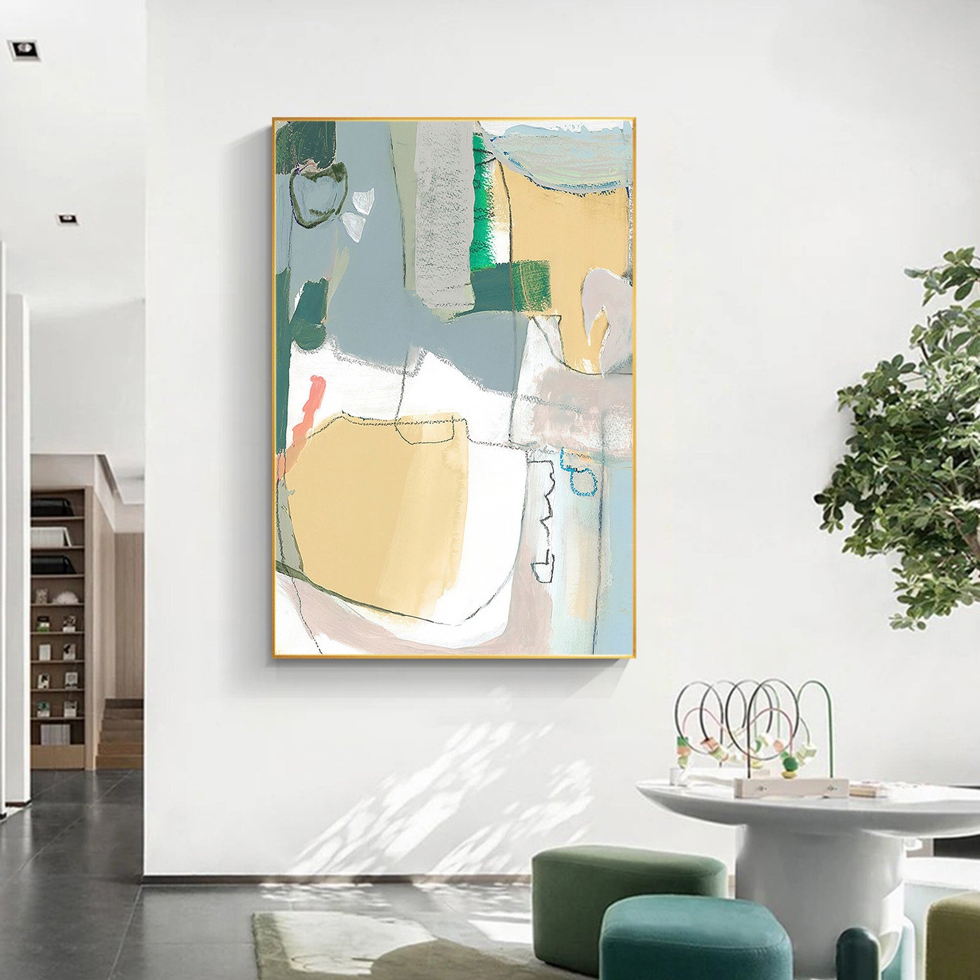 Large Abstract Frame Colorful Original Minimalist Geometric Acrylic ...