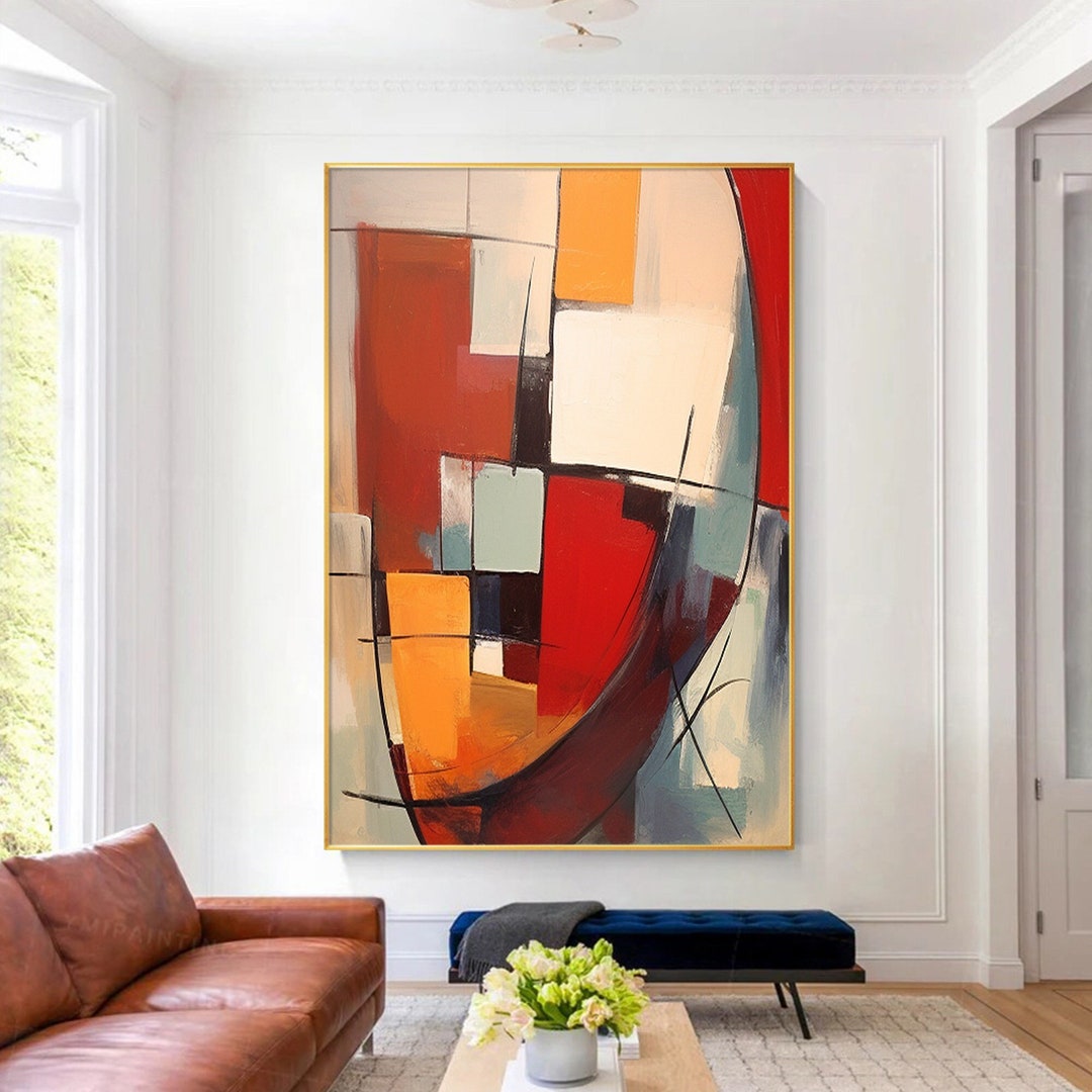 Large Abstract Frame Colorful Original Minimalist Geometric Acrylic ...