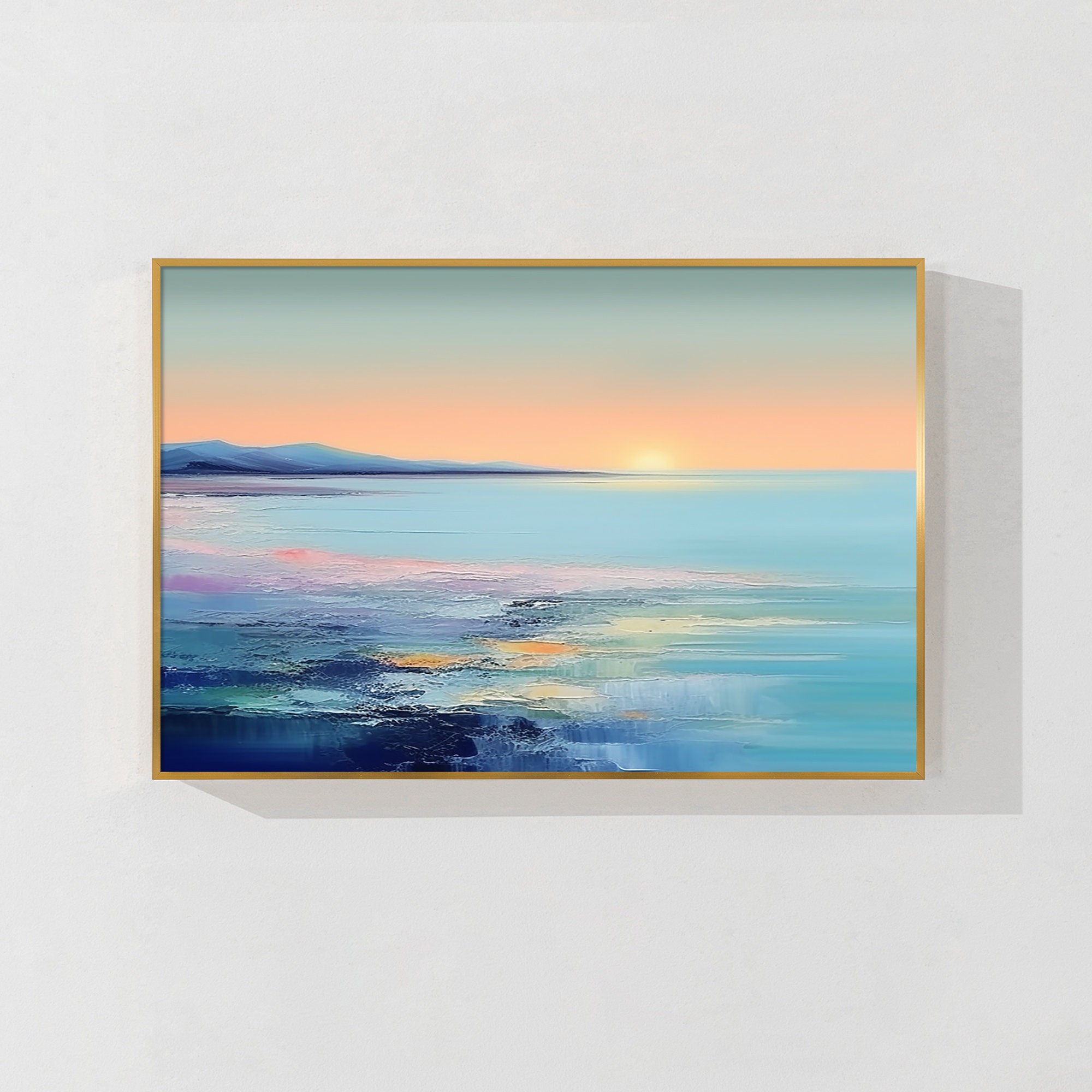 Large Ocean View Sun Rise Art Seascape Oil Painting Sunset Wall Art ...