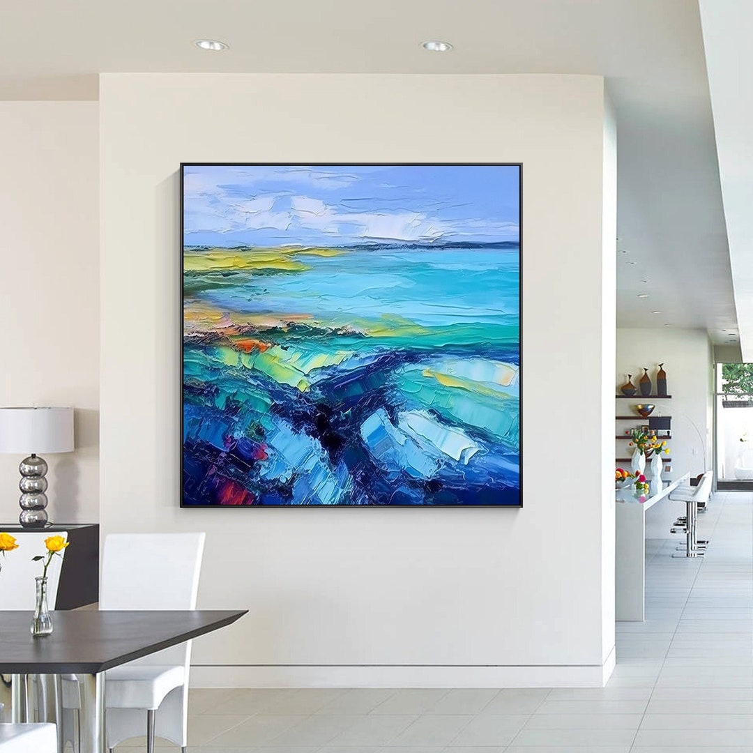 Large Abstract Ocean View Seascape Oil Painting Modern Landscape ...