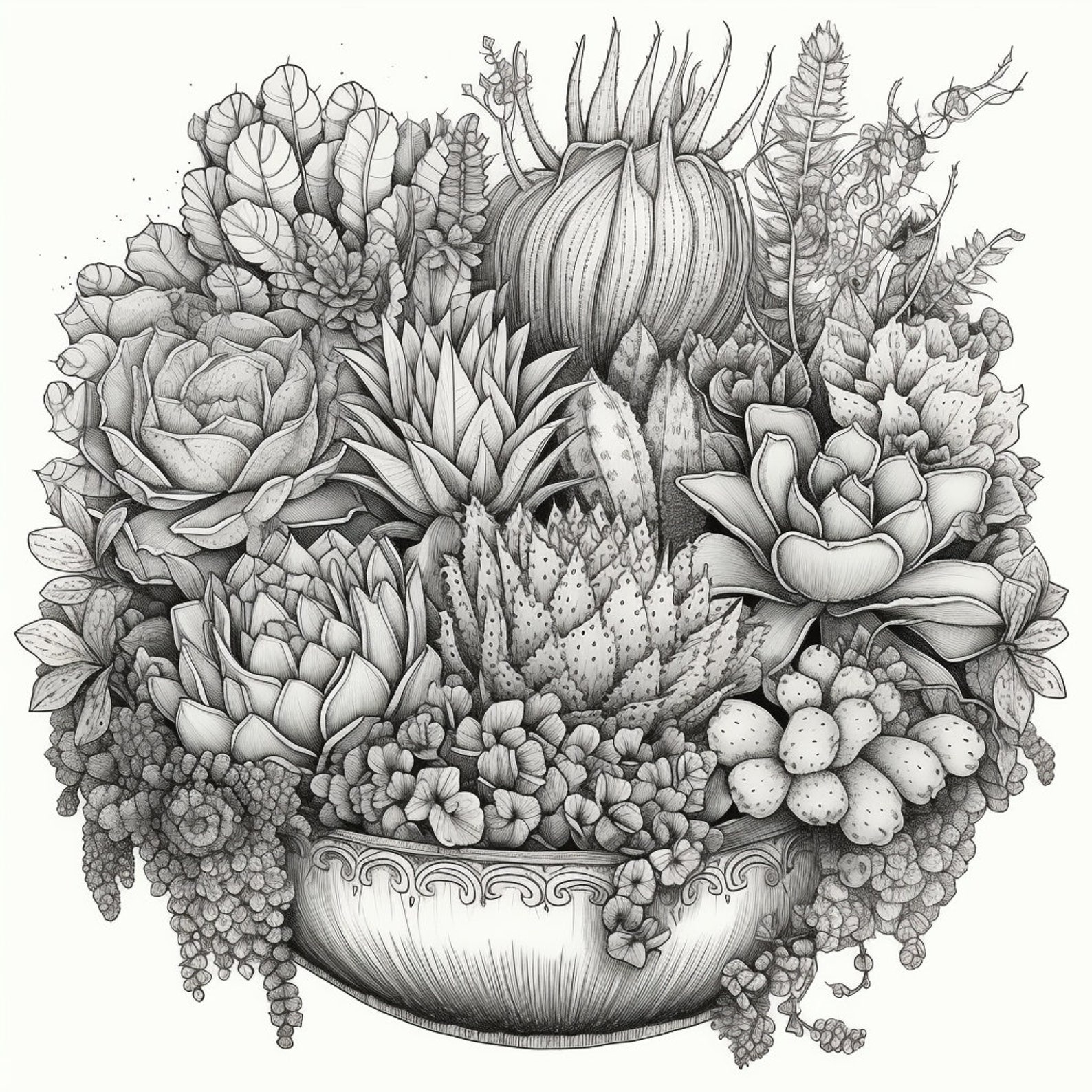 Bundle of 5 Succulent & Cactus Coloring Pages - Etsy