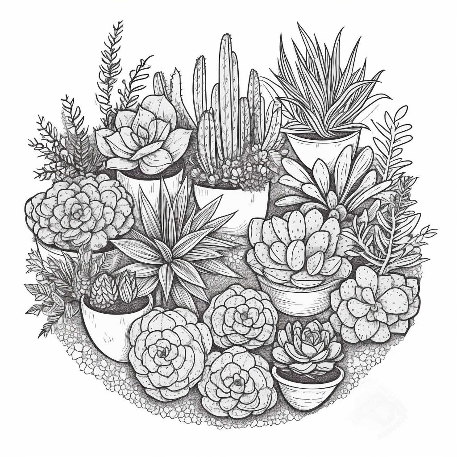 Bundle of 5 Succulent & Cactus Coloring Pages - Etsy