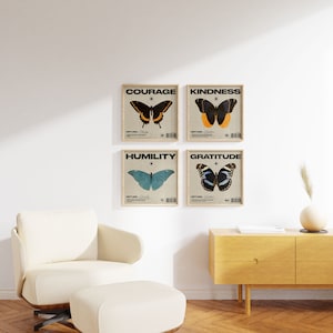 Humility Graphic Wall Print, Butterfly Art, Retro Wall Decor, Digital ...