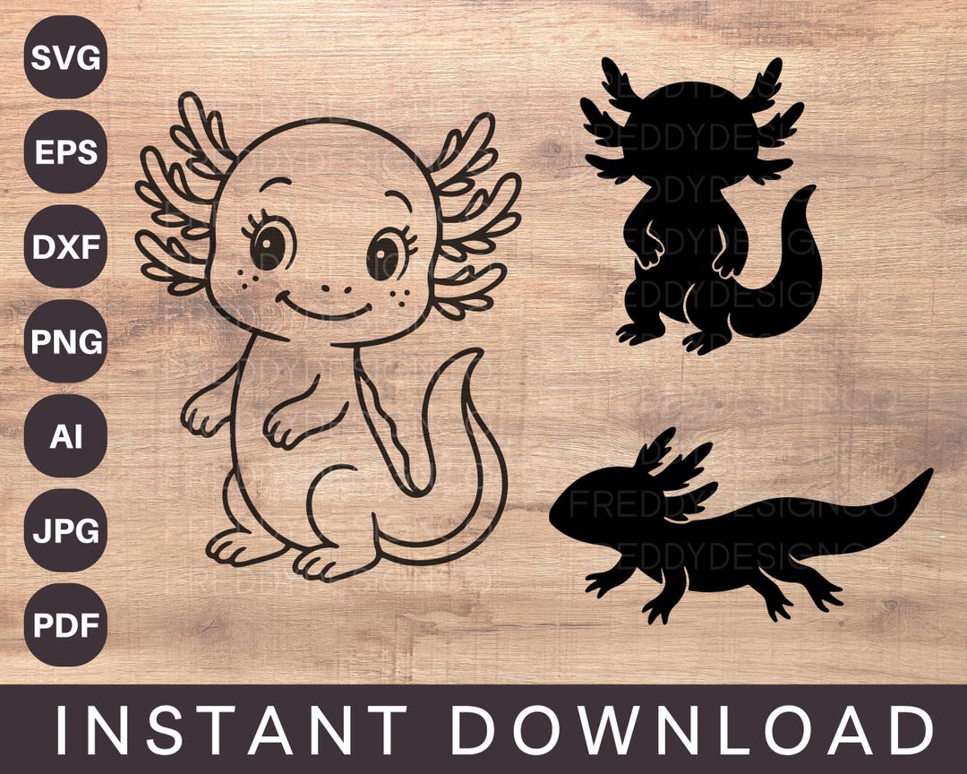 Cute Axolotl SVG Designs | Adorable Axolotl PNG Bundle for Cricut ...
