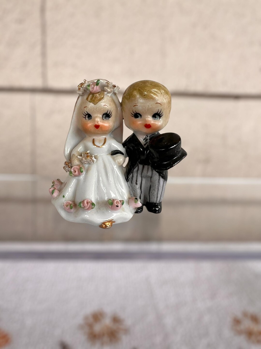 1950s 1960s Lefton Bride & Groom Bell - Rare Wedding Couple Ceramic ...