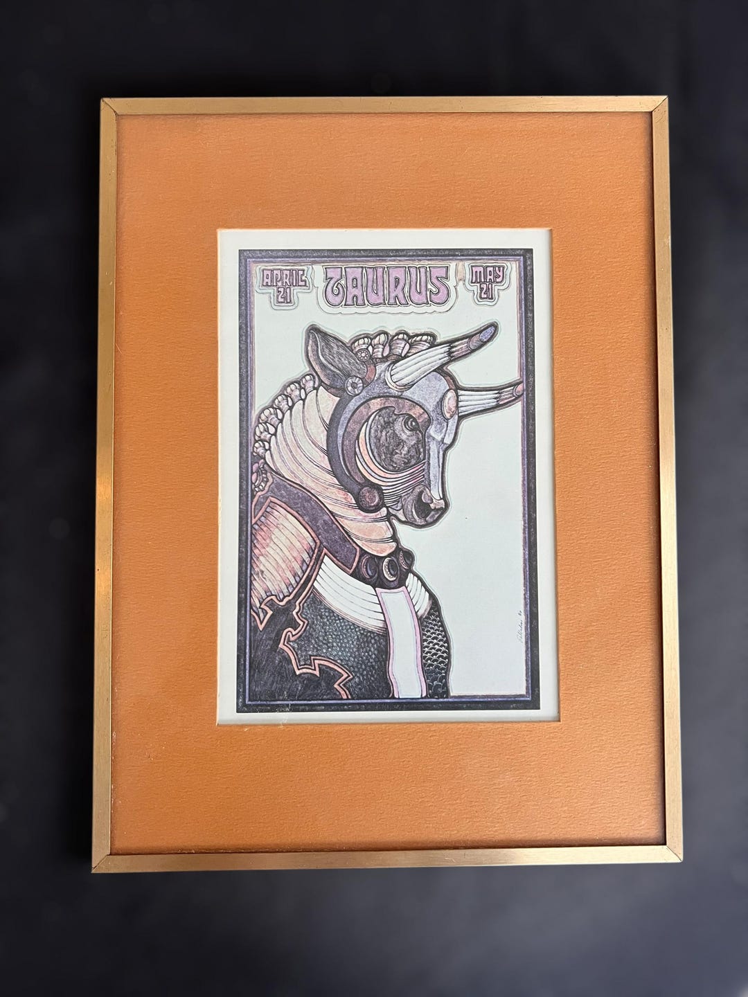 Vintage 1984 Taurus Zodiac Art by David Palladini | Framed Astrology ...