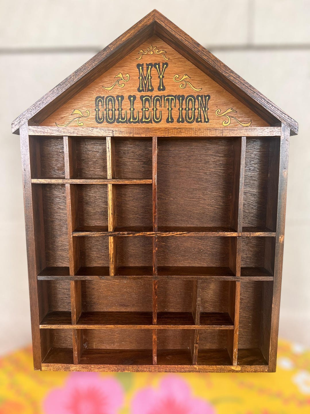 Vintage Wooden Curio Shelf Display Case – 19.25” Wall Hanging Shadow ...