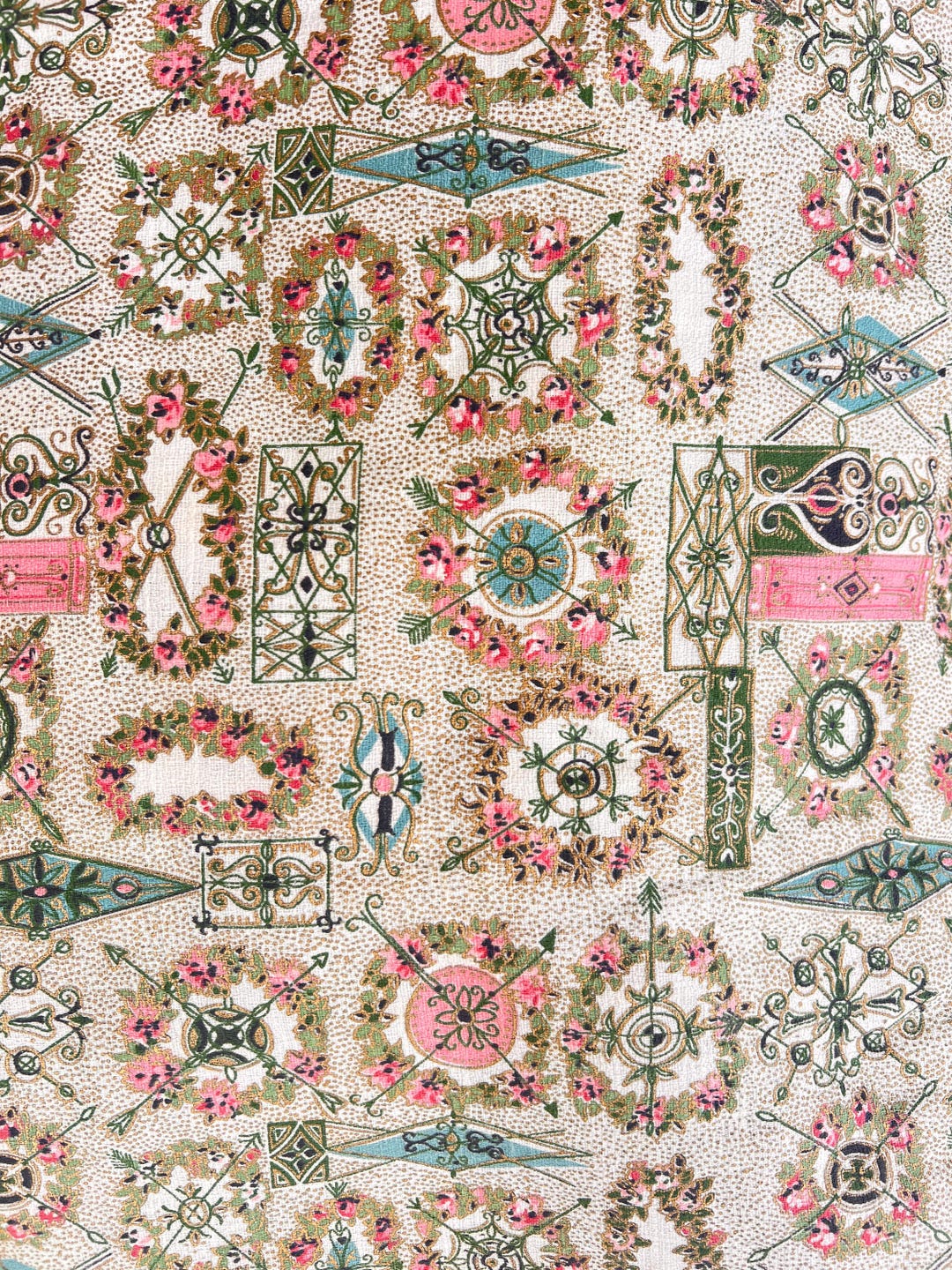 1 Yard of Vintage 1950s Bark Cloth With Floral Motif - Neutral Pink ...