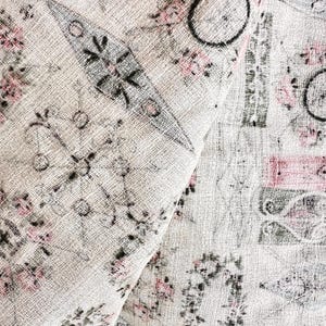 1 Yard of Vintage 1950s Bark Cloth With Floral Motif - Neutral Pink ...