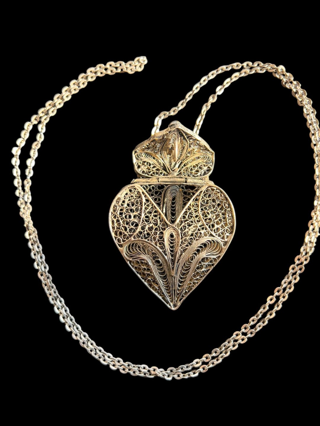 Antique Victorian Silver Plated Heart Sachet Locket Necklace | Filigree ...