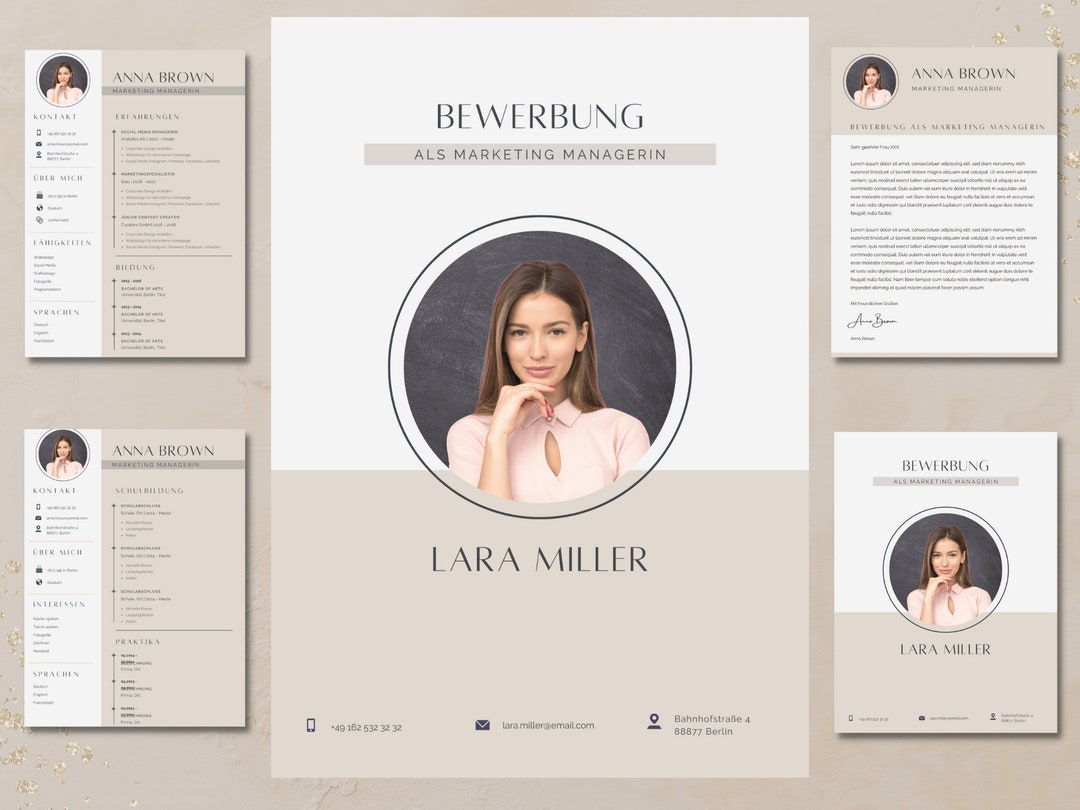 Application Template Beige Canva Template Modern CV German Digital ...