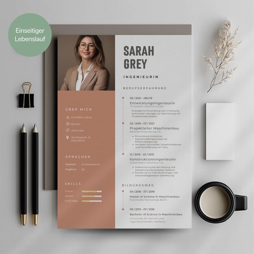 Beige Resume Template Professional CV Canva Template Creative Resume ...