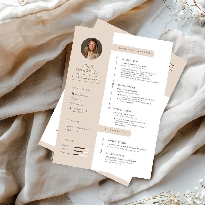Beige Resume Template Professional CV Canva Template Creative Resume ...