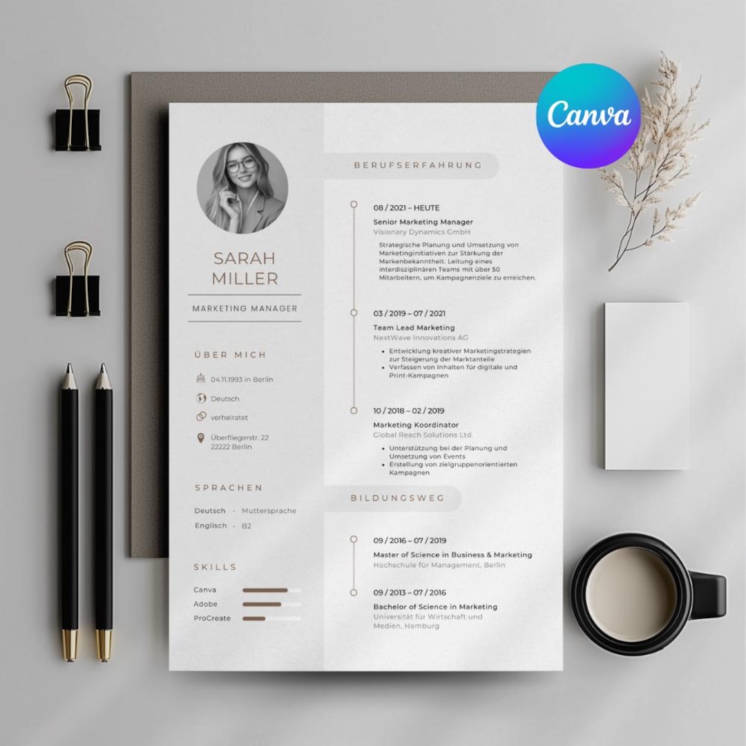 Canva Resume Template Modern CV Design Professional Job Application ...