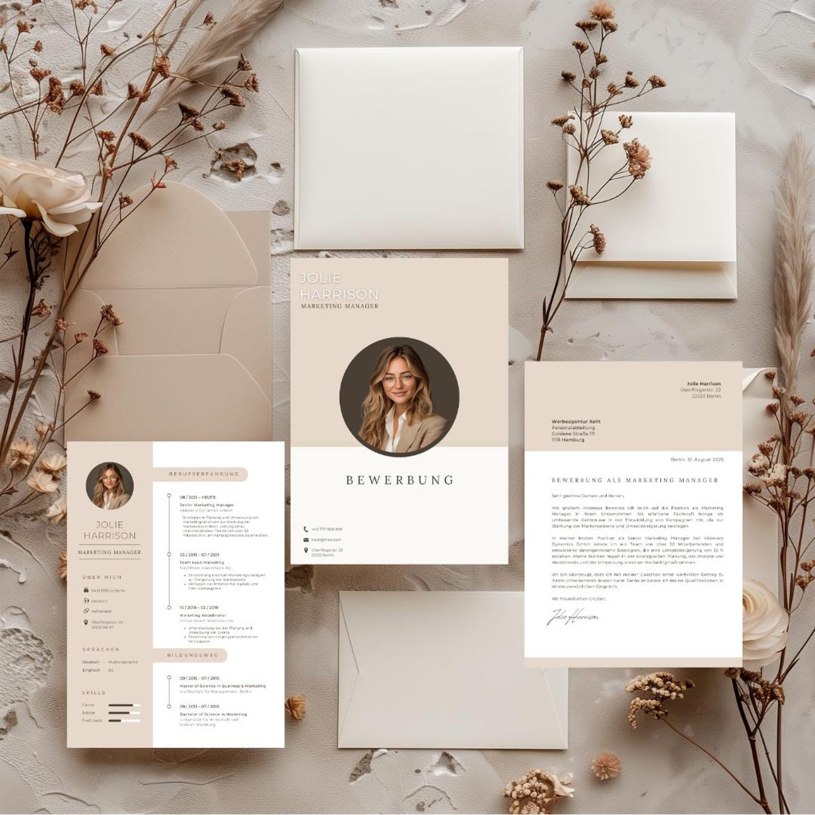 Beige Resume Template Professional CV Canva Template Creative Resume ...