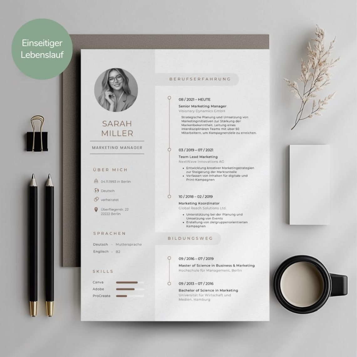 Canva Resume Template Modern CV Design Professional Job Application ...