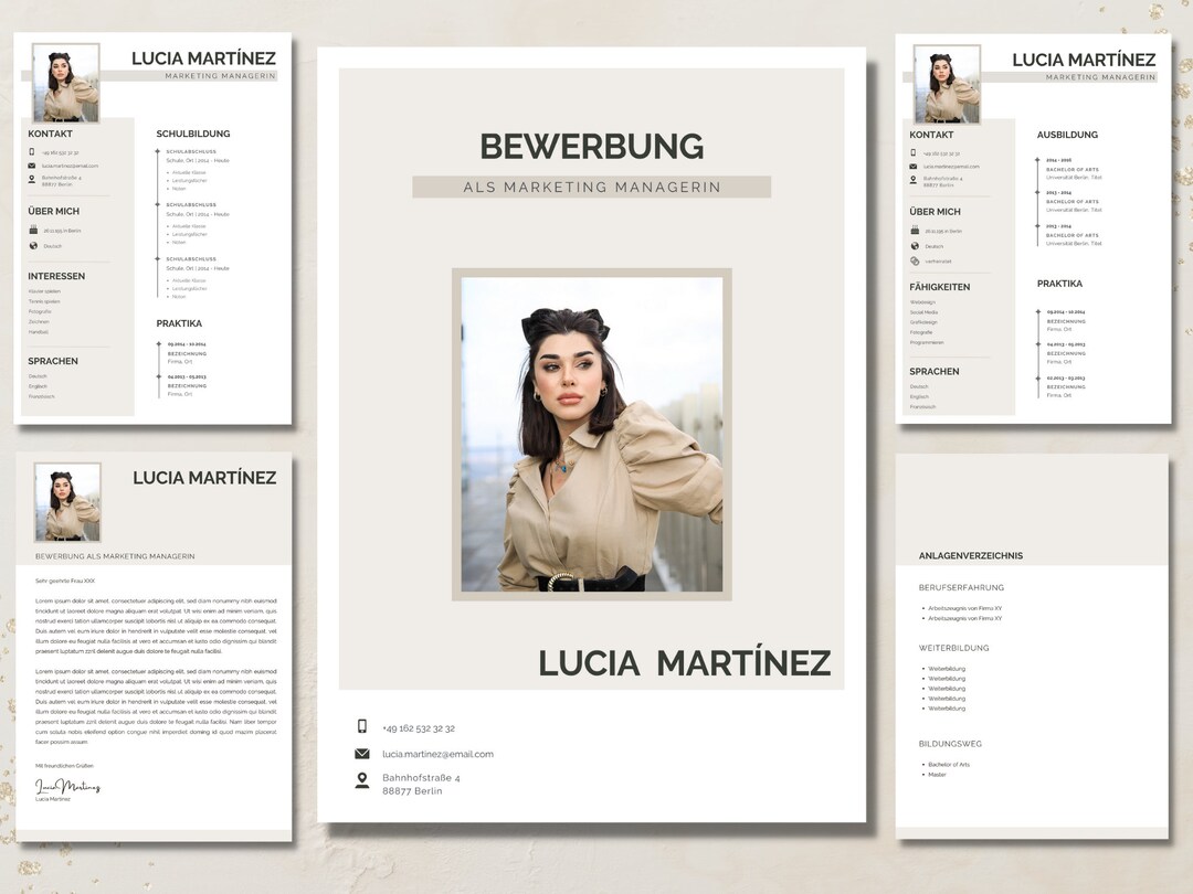 Application Templates Canva CV Beige Application Folder Template German ...