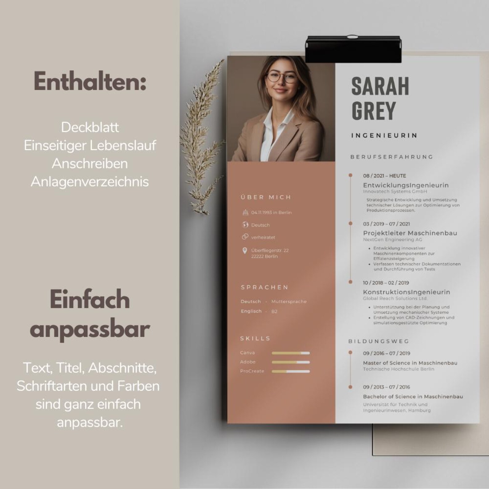 Beige Resume Template Professional CV Canva Template Creative Resume ...
