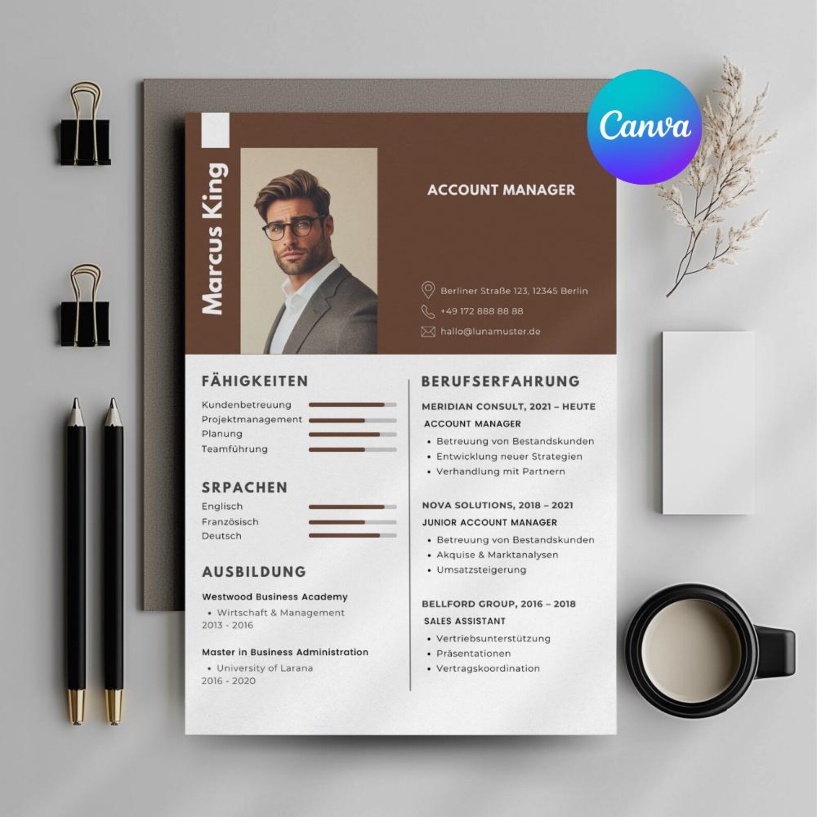 Beige Resume Template Professional CV Canva Template Creative Resume ...