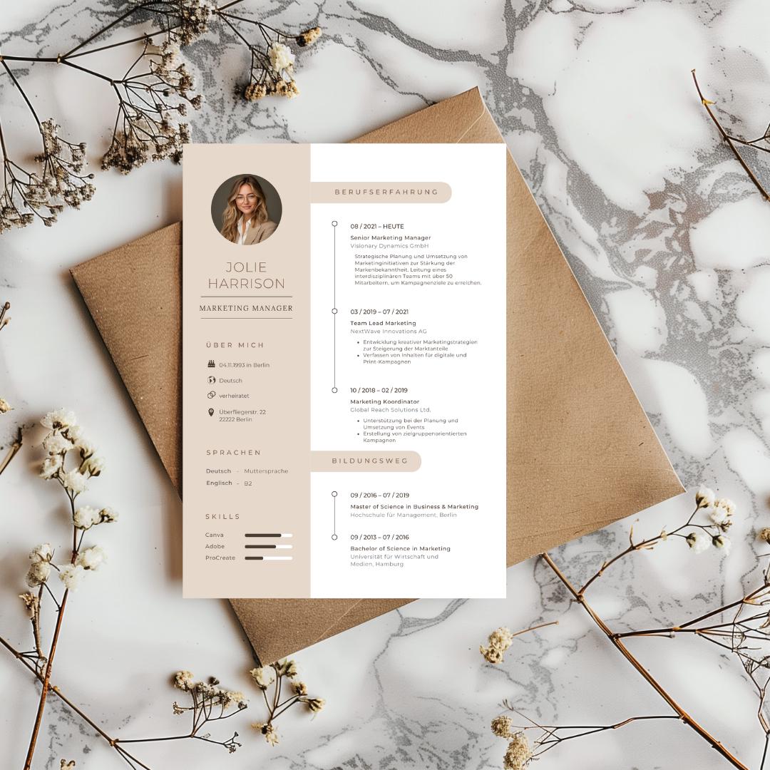 Beige Resume Template Professional CV Canva Template Creative Resume ...