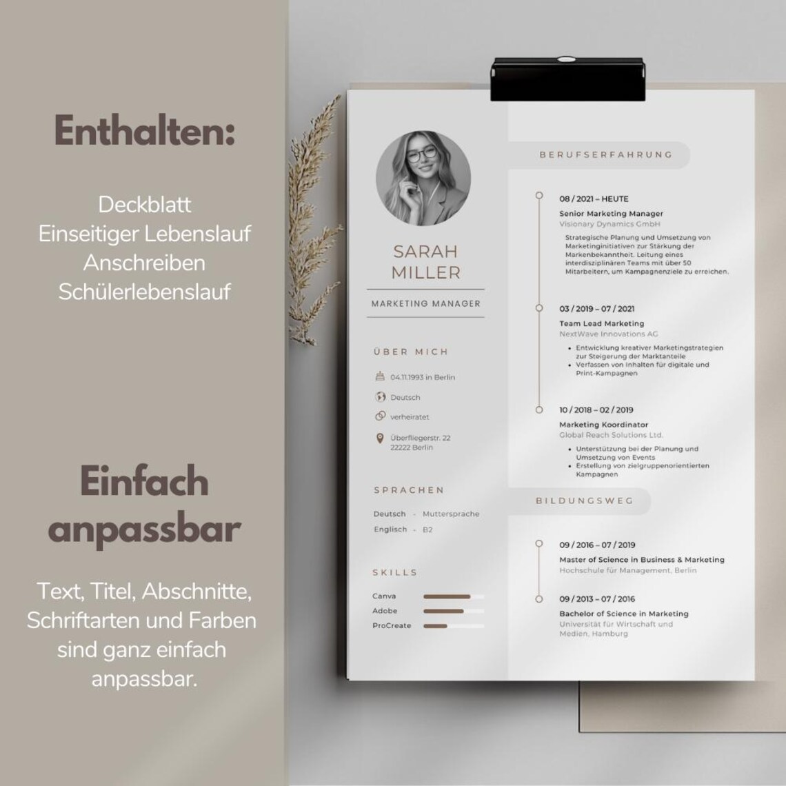 Canva Resume Template Modern CV Design Professional Job Application ...