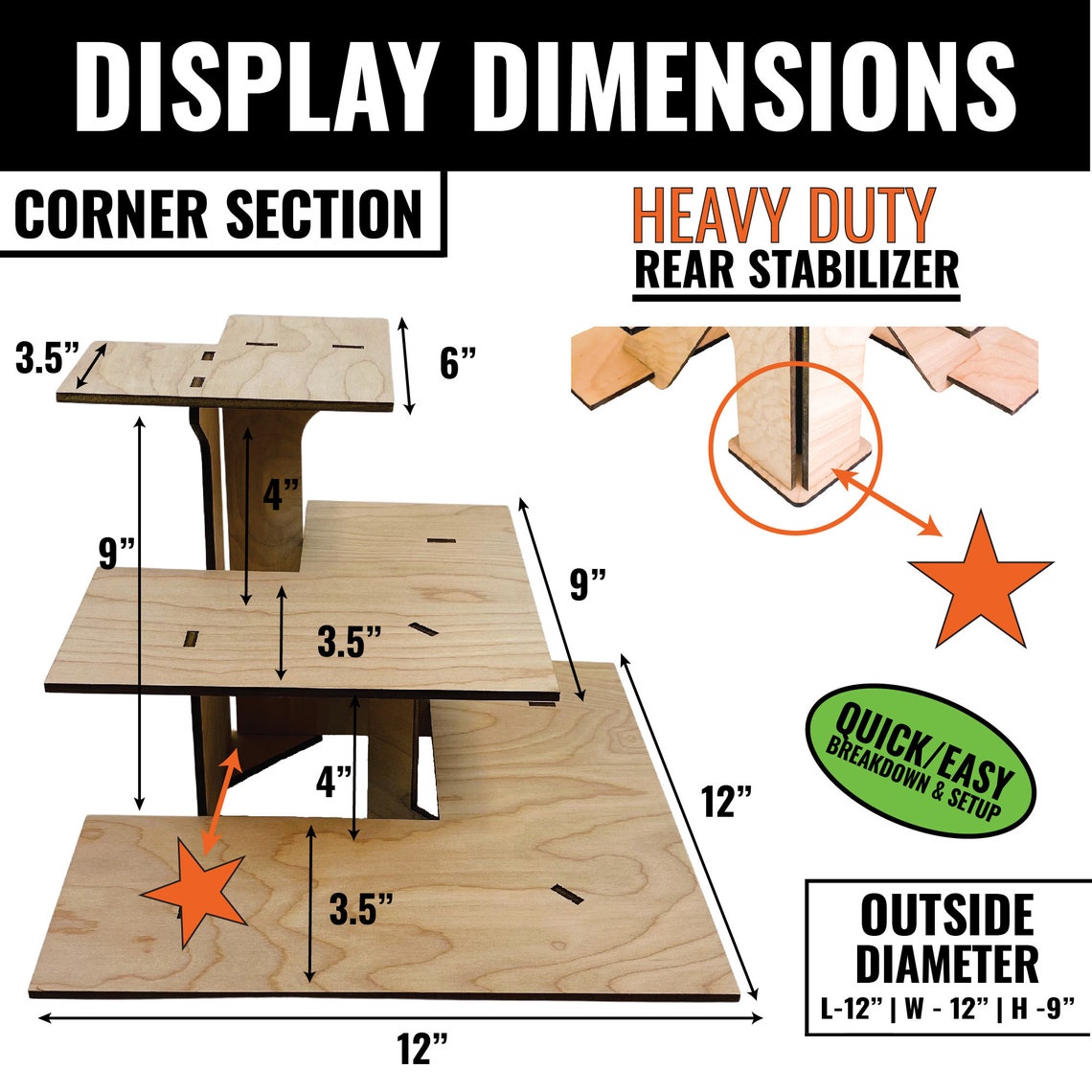 3-tier Retail Table Display Corner Stand With Shelves for - Etsy