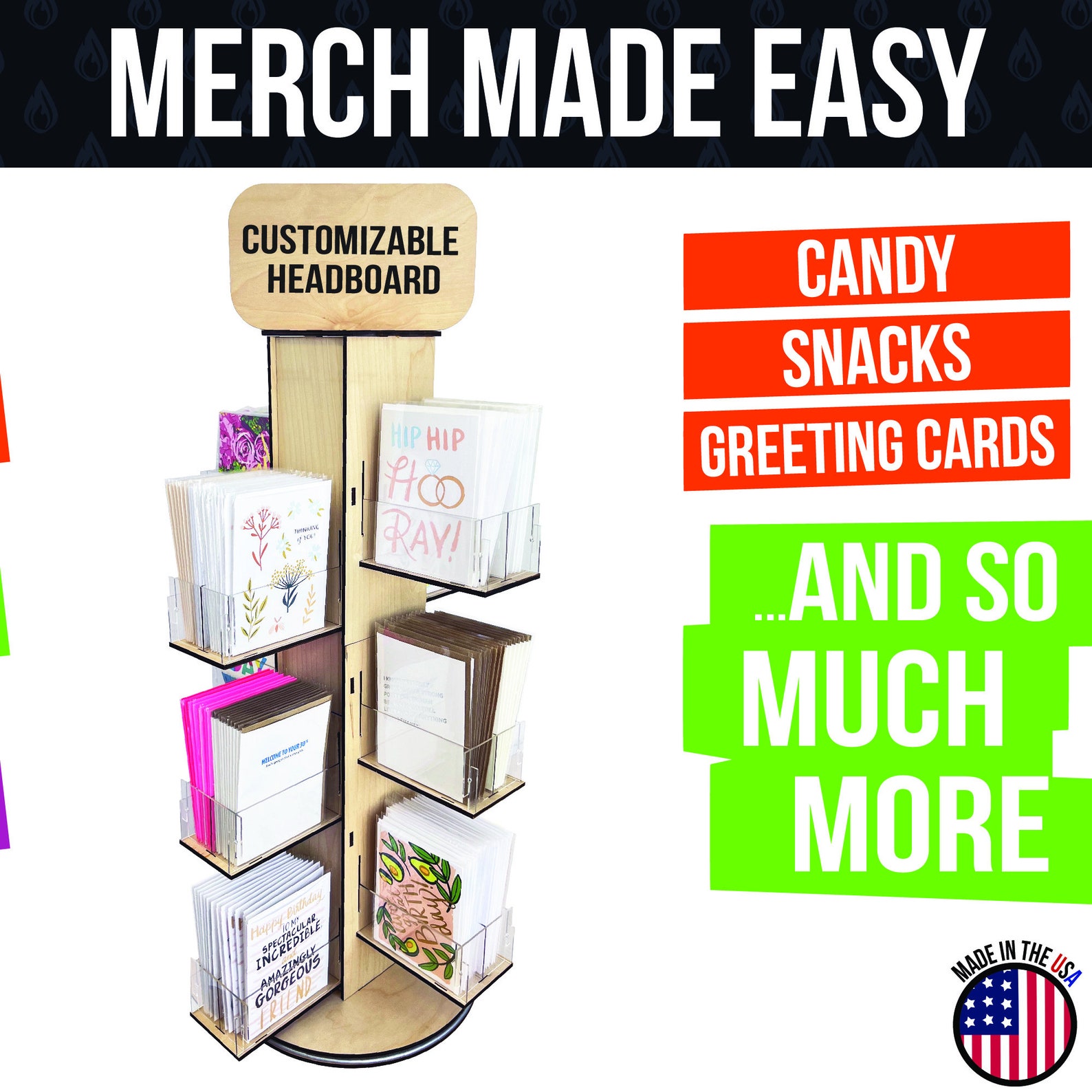 4-sided Rotating Display Stand - Stationary, Greeting Cards, Stickers ...