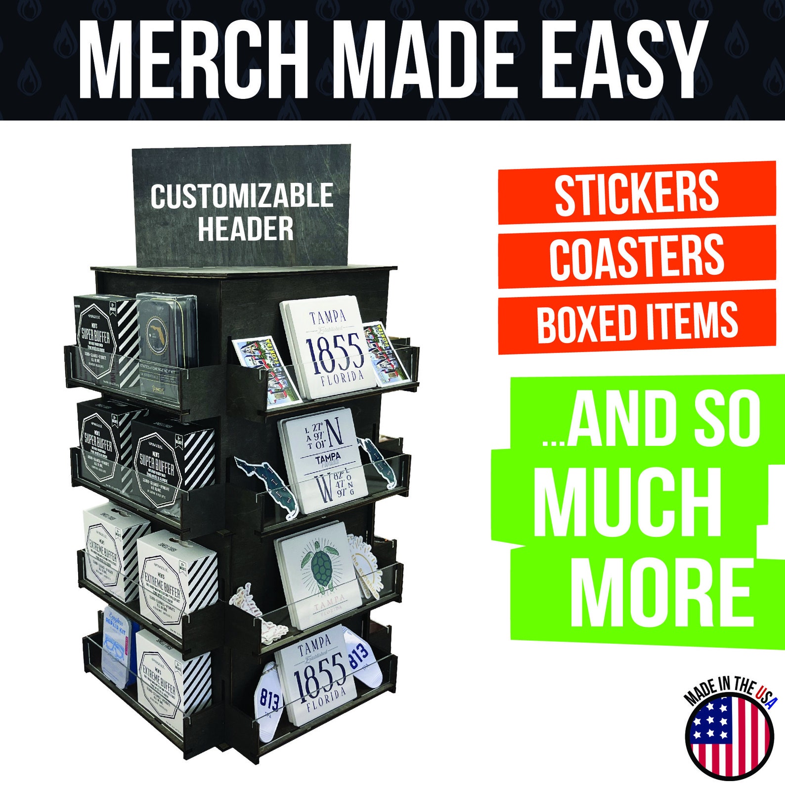4-sided Rotating Display Stand for Craft Shows, Trade Shows, Farmers ...