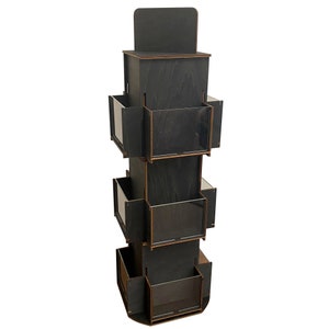 Rotating Greeting Card Display Stand, 3 Tier Wooden Organizer, 4-sided ...