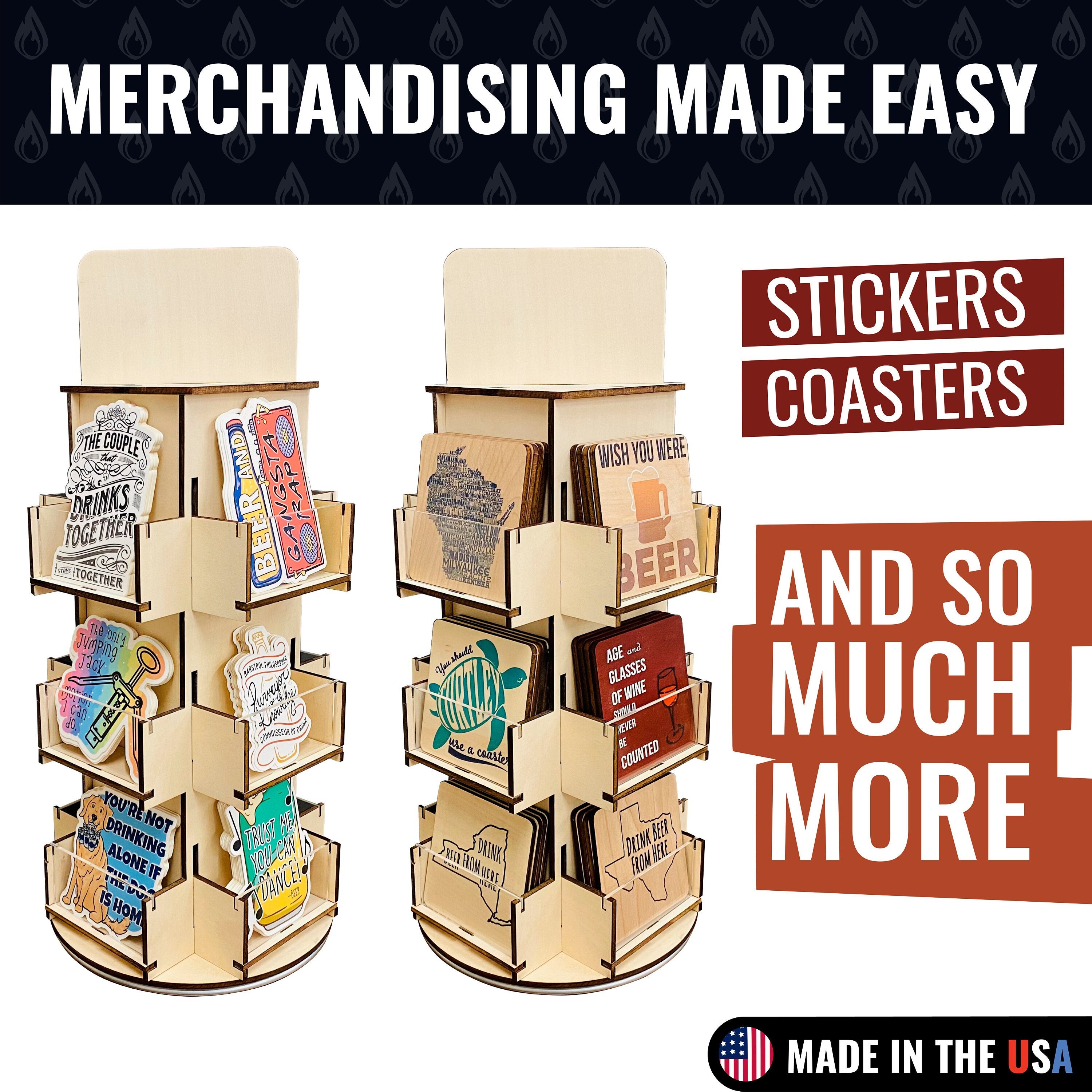 Rotating Display Stand 3 Tier Wooden Organizer 4-sided - Etsy