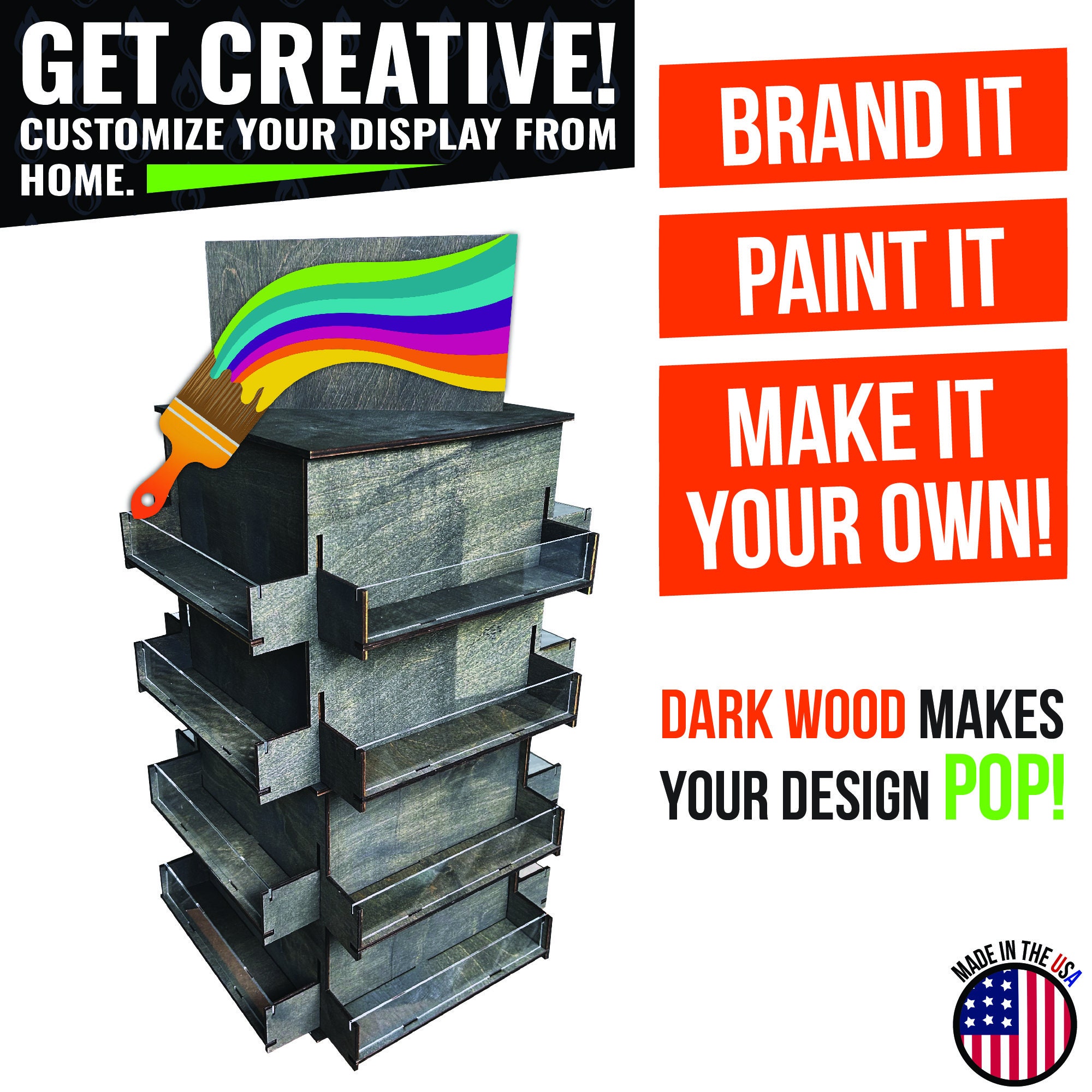 4-sided Rotating Display Stand | Wood Spinner Rack for Stickers ...