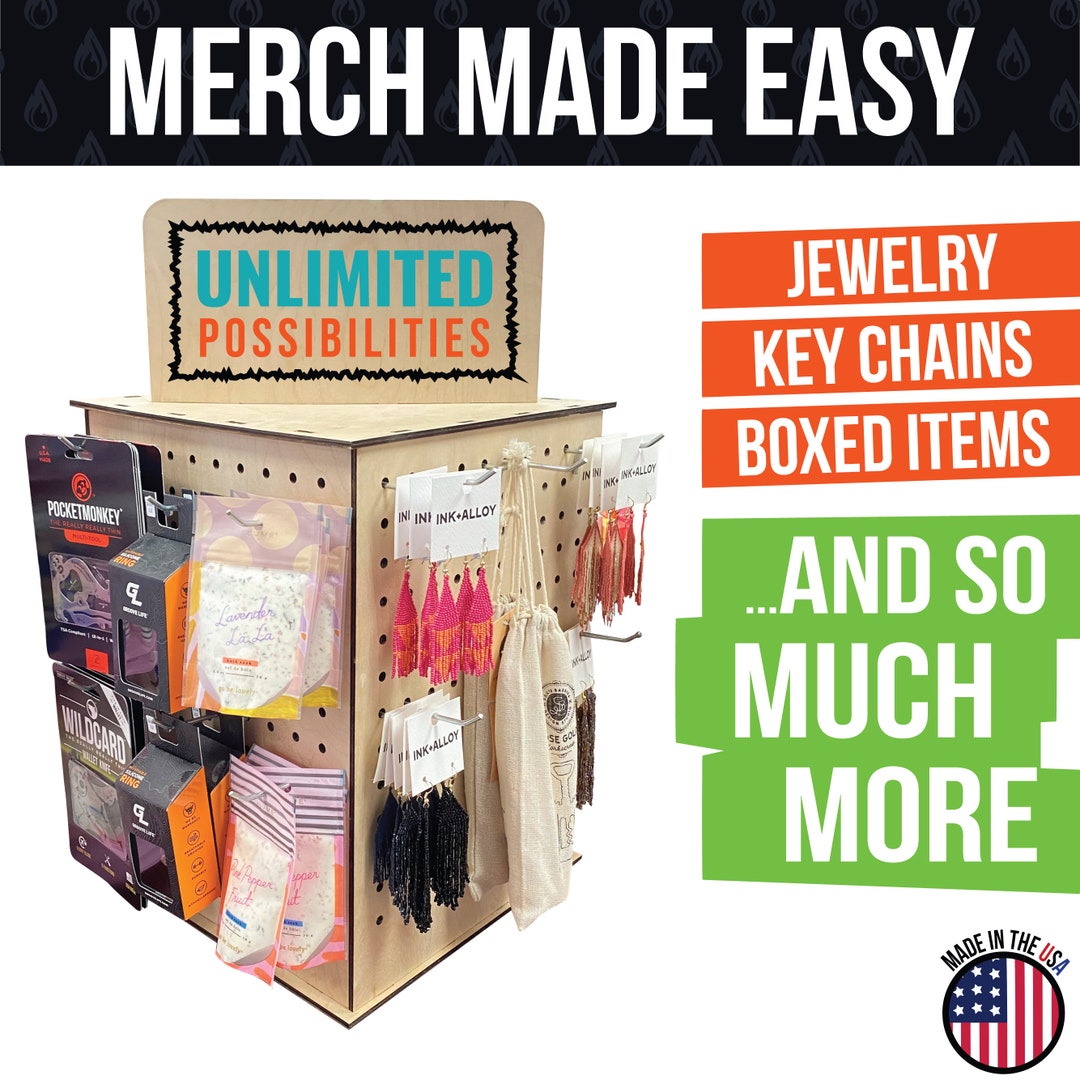 Rotating Display Stand – Pegboard Display – Rotating Organizer Wood ...