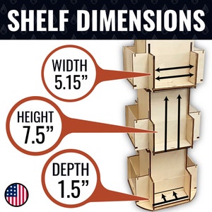 Rotating Greeting Card Display Stand, 3 Tier Wooden Organizer, 4-sided ...