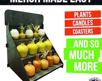 Wooden Portable Retail Table Display Stand Countertop 3 Step Riser ...