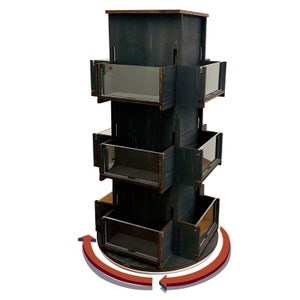 Rotating Display Stand, 3 Tier Wooden Organizer, 4-sided Display Rack ...