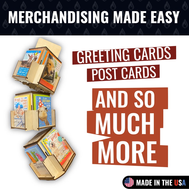 Rotating Greeting Card Display Stand 3 Tier Wooden Organizer - Etsy